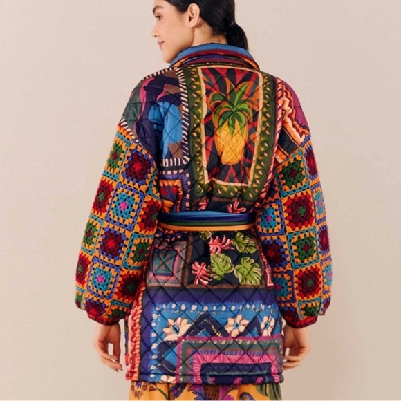 FARM Rio | Jackets & Coats | Farm Rio Patchwork Tapestry Crochetsleeve ...